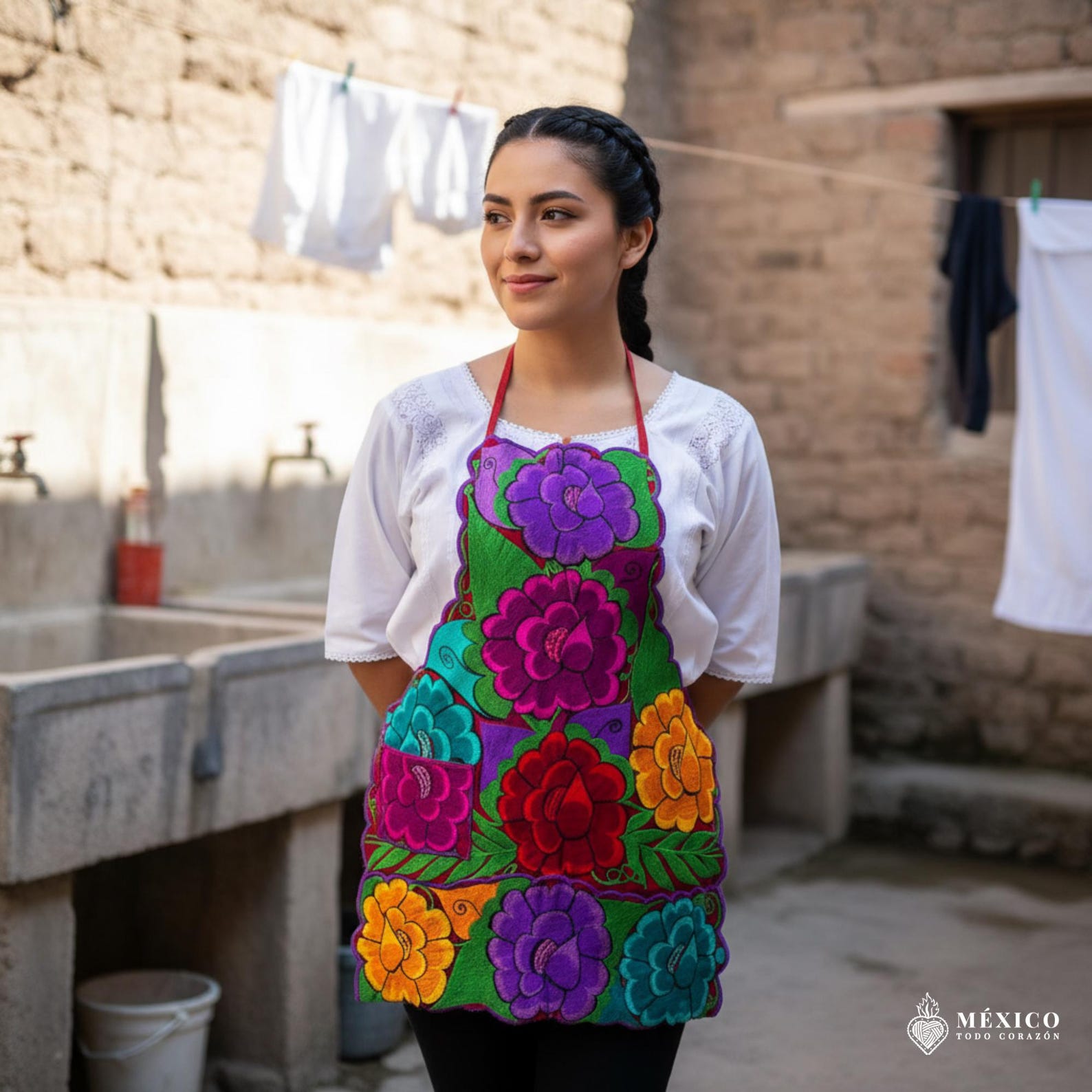 Mexican Embroidered Apron for Women Kitchen, Cooking Multicolor - Etsy