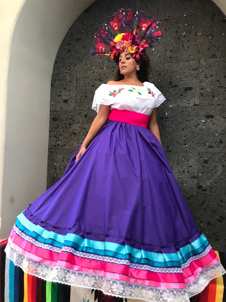 Mexican Jalisco Dress Woman Size XL-1XL Double Circle Ribbon 5 - Etsy