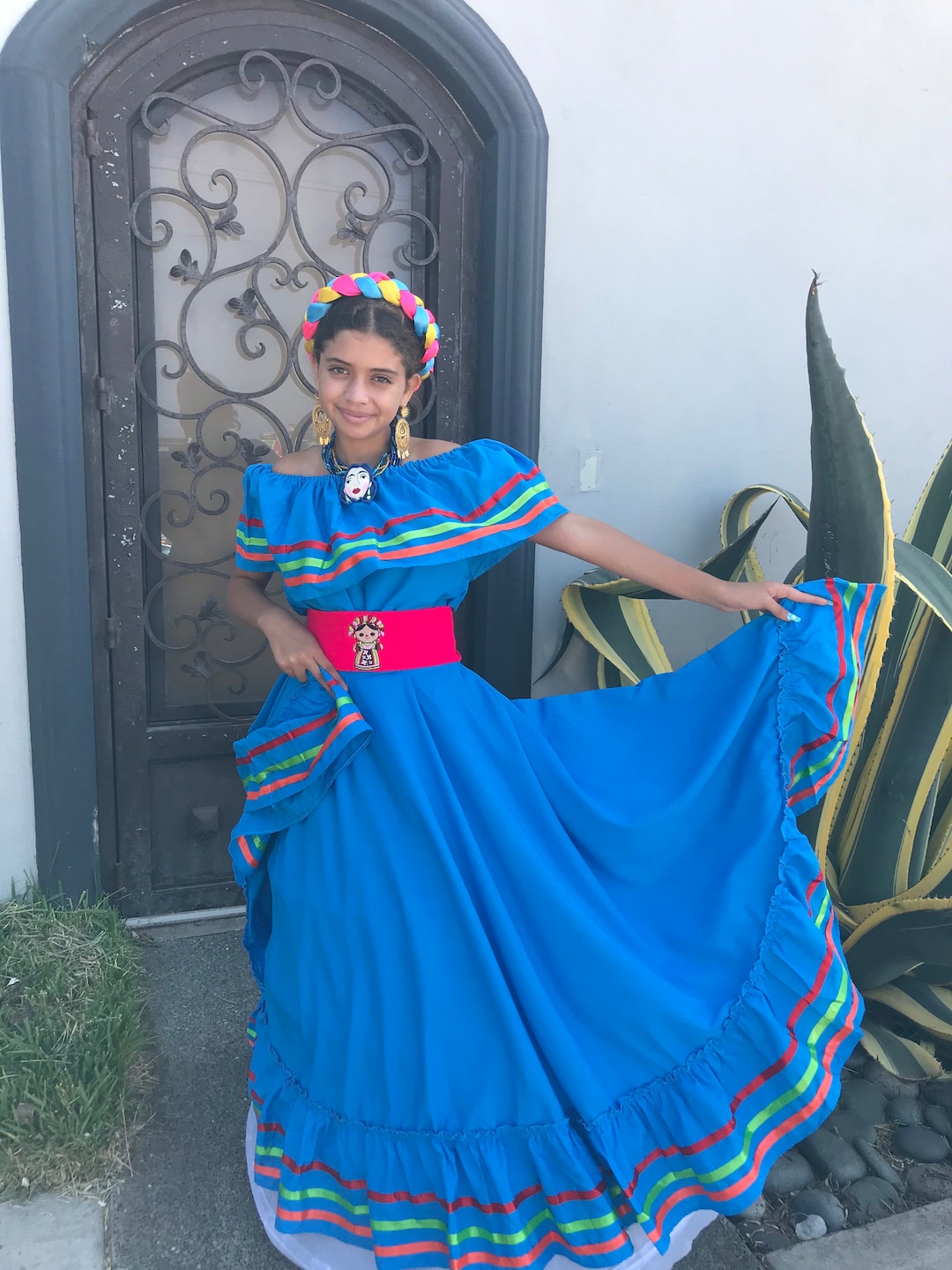 Mexican Light Blue Dress With Top Handmade Beautiful Style Womans ...