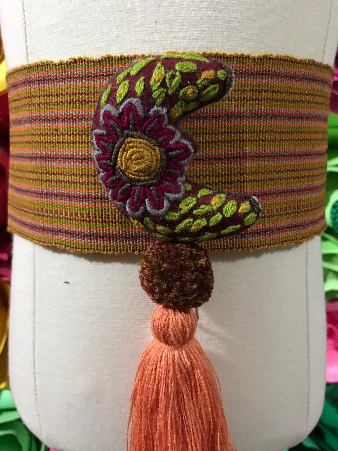 Mexican authentic belt with hand embroidered iconic Design | Etsy