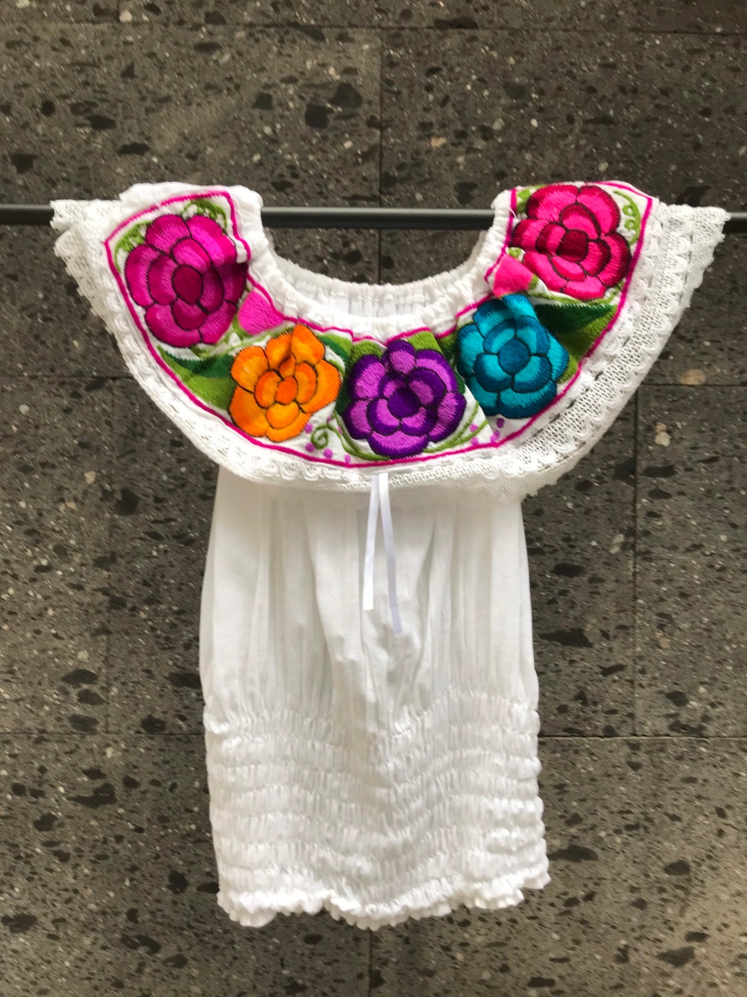 Mexican BLOUSE ONLY Handmade White Flowers Coco Theme Party Mexican ...