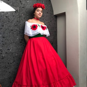 Mexican Solid RED Handmade- Beautiful Style- Womans Mexican Boho Coco ...