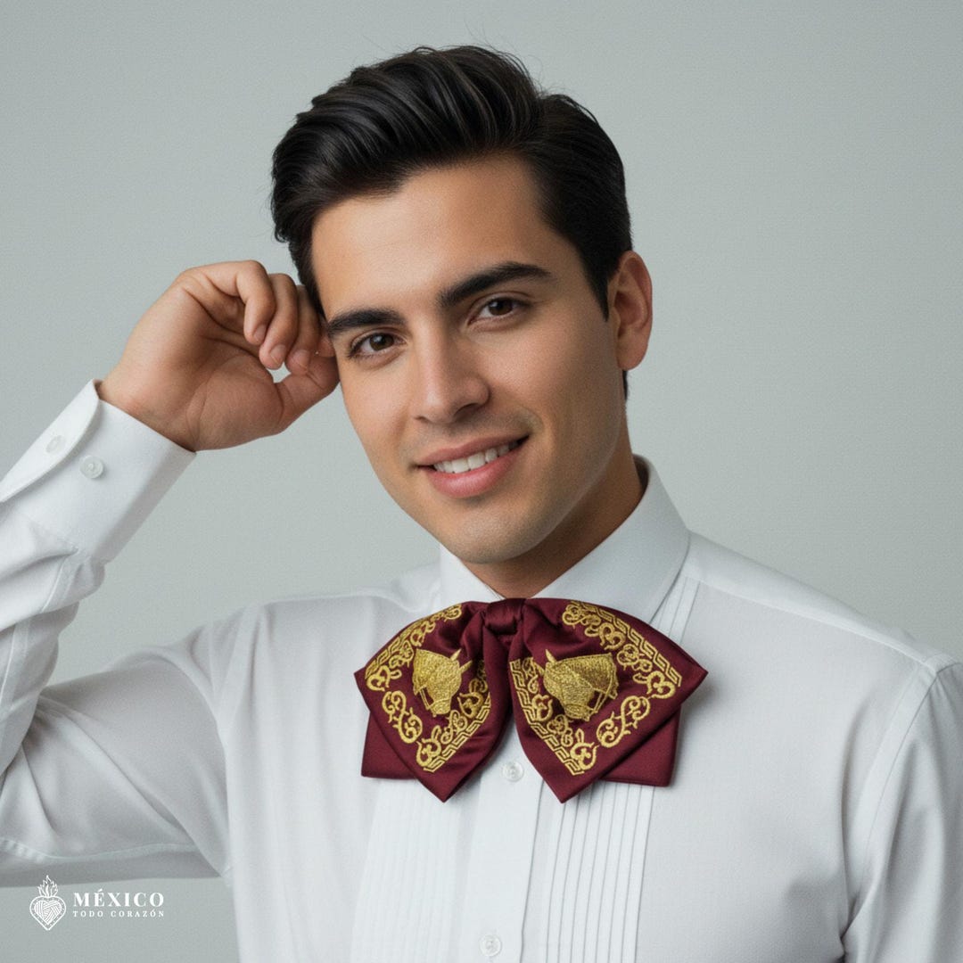 Mexican Embroidered Charro Moño – Traditional Satin Mariachi Bow Tie - Etsy
