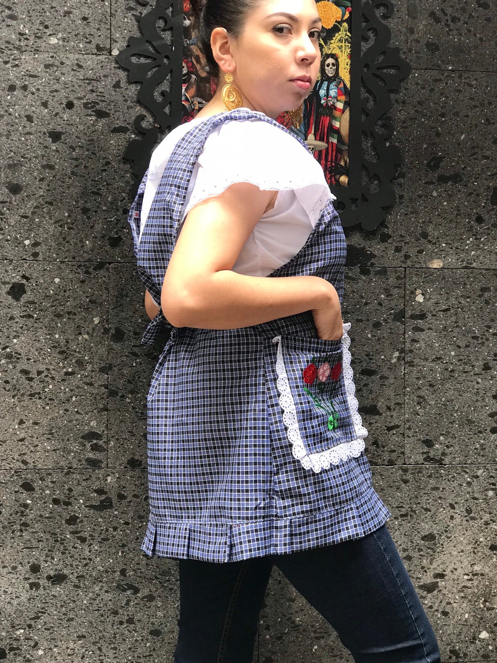 Mexican Embroidered Apron for Women Kitchen, Cooking Multicolor - Etsy