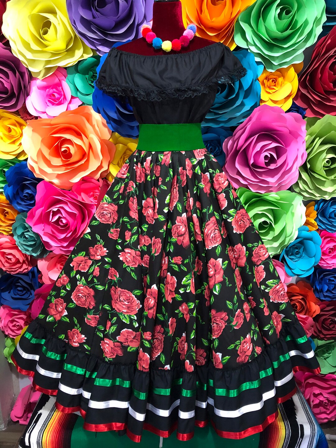 Mexican Flowered Skirt With Folklorico With Top Handmade- Beautiful ...