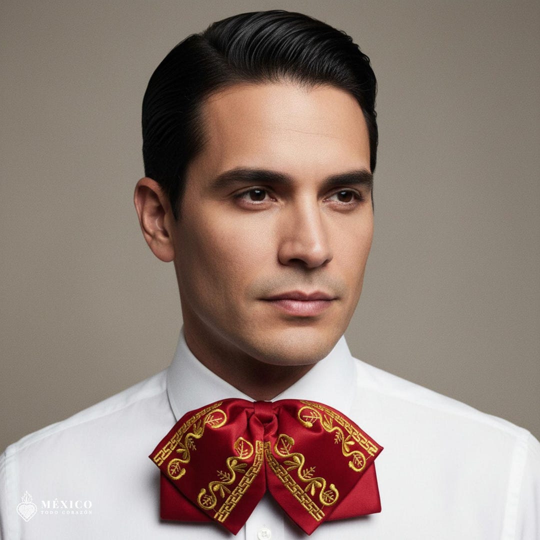 Red Mexican Embroidered Charro Moño – Traditional Satin Mariachi Bow ...