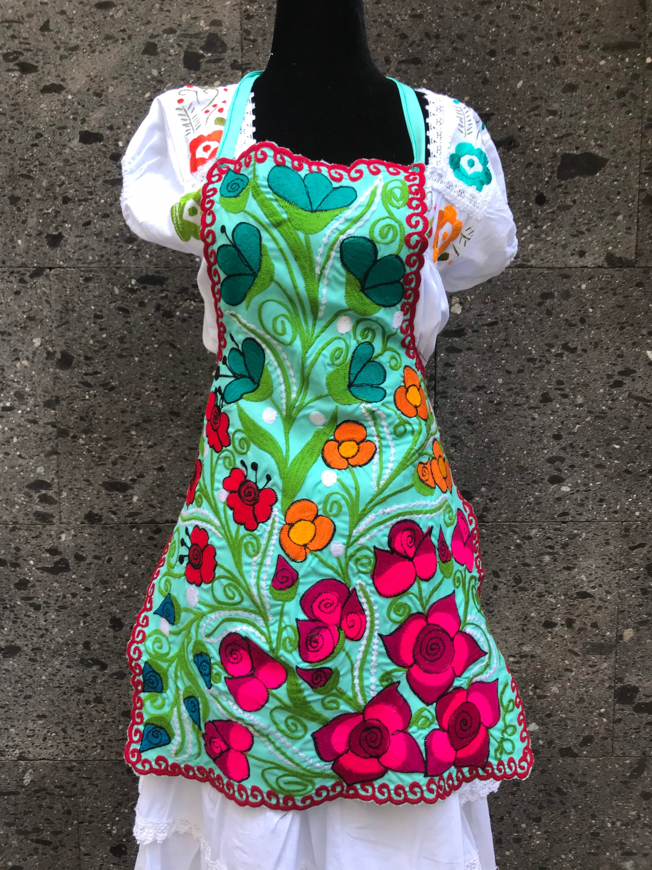 Mexican Embroidered apron for women kitchen cooking | Etsy