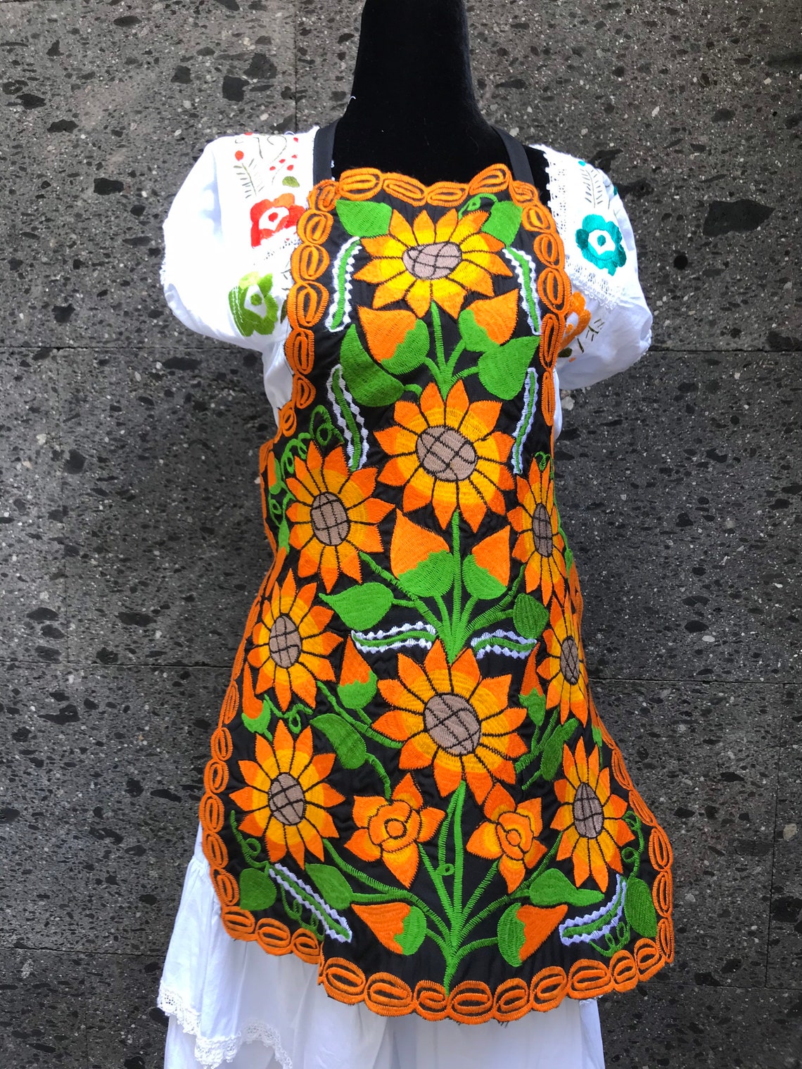 Mexican Embroidered apron for women kitchen cooking | Etsy