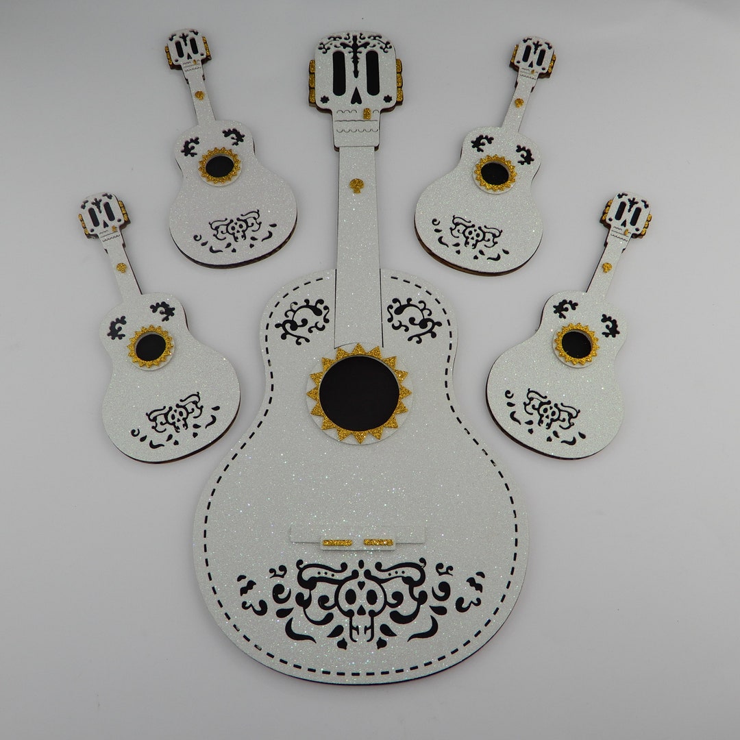 Cardboard White Glitter Foamy Guitar 1-8 Inches Mini Guitar for ...