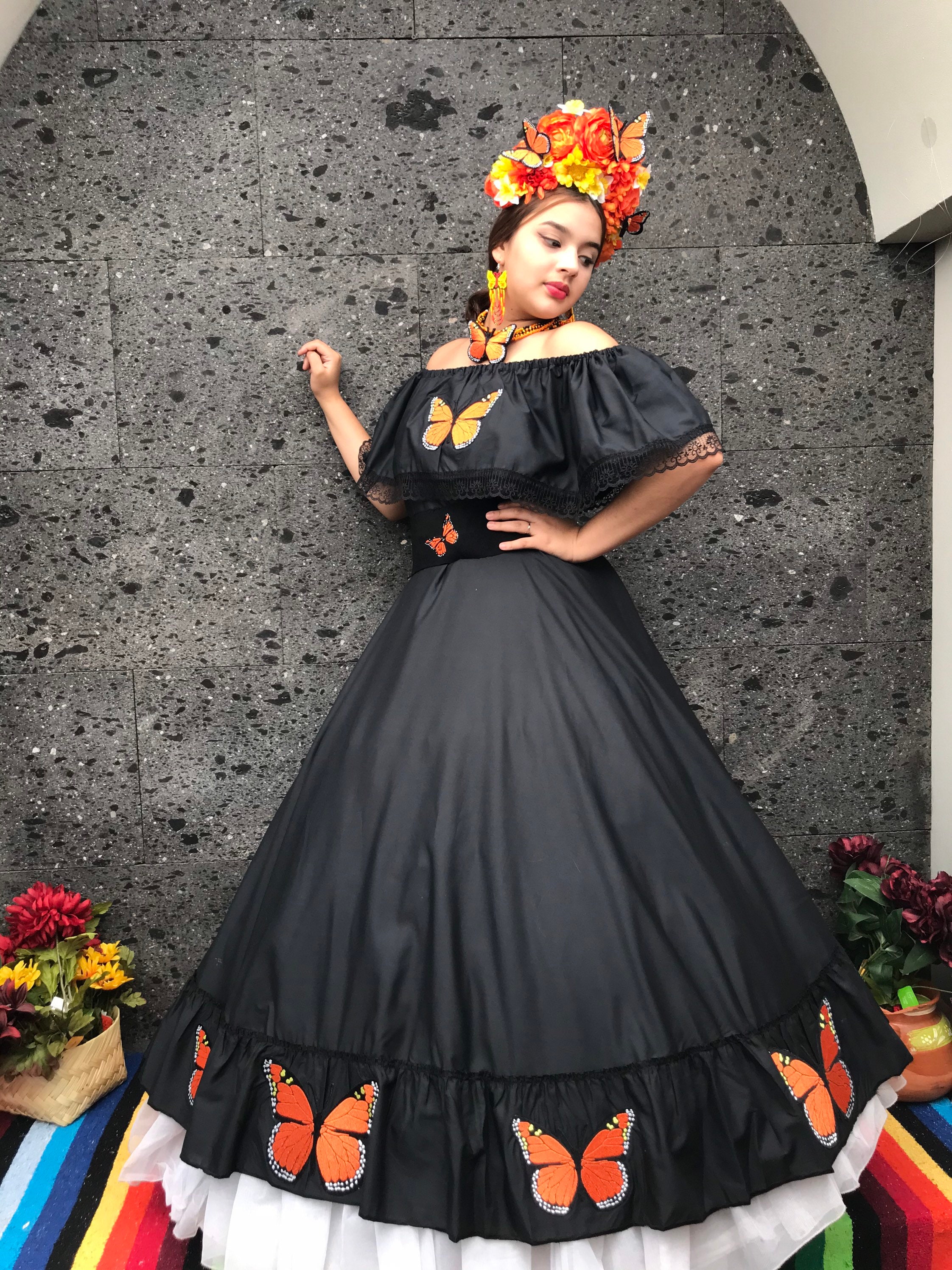 Mexican Black Set woman's Boho Coco Theme Party Day of - Etsy
