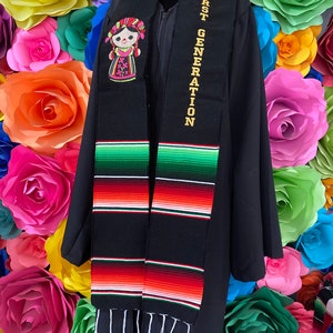 Graduation Mexican Sash Stole Class of 2024 Black Gold Letters Maria ...