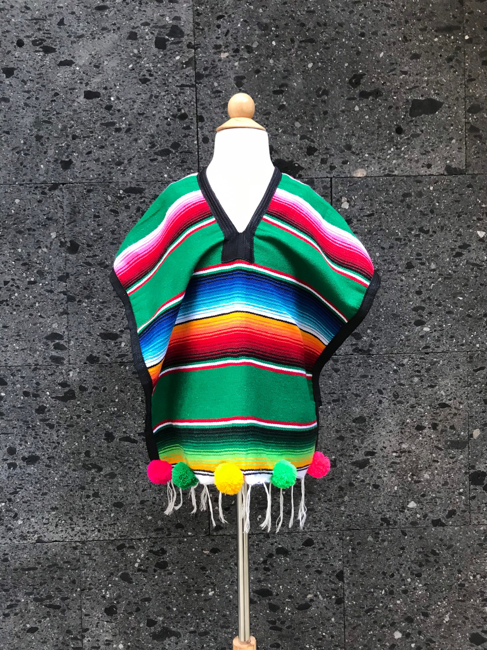 Mexican sarape Zarape fits 2 to 4 years green poncho with | Etsy