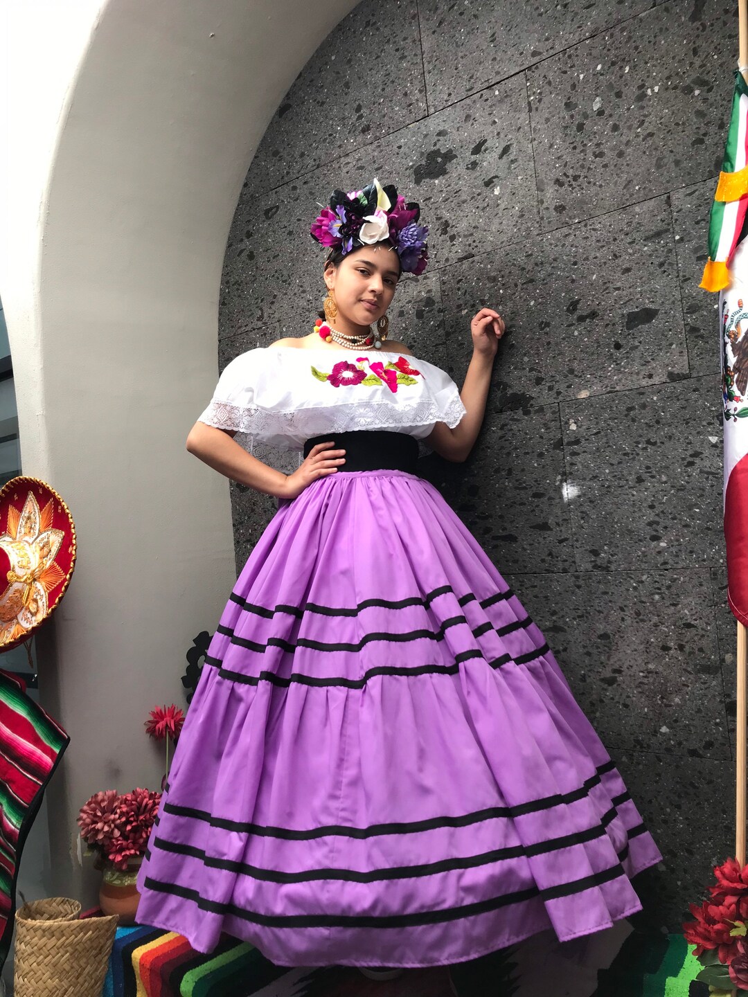 Mexican Oaxaca Skirt: Boho Coco Theme Party Double Vuelo Skirt (38 ...