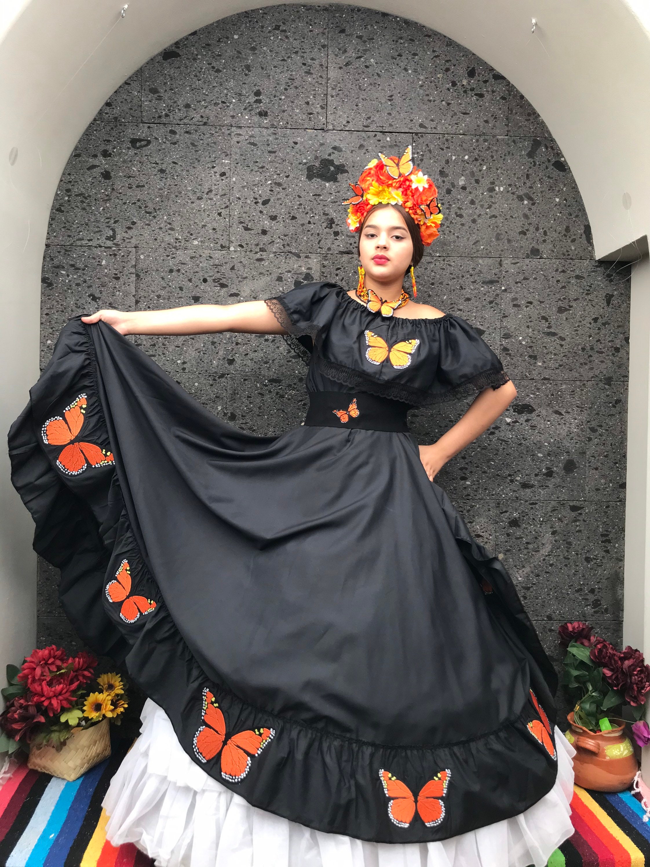 Mexican Black Set woman's Boho Coco Theme Party Day of - Etsy