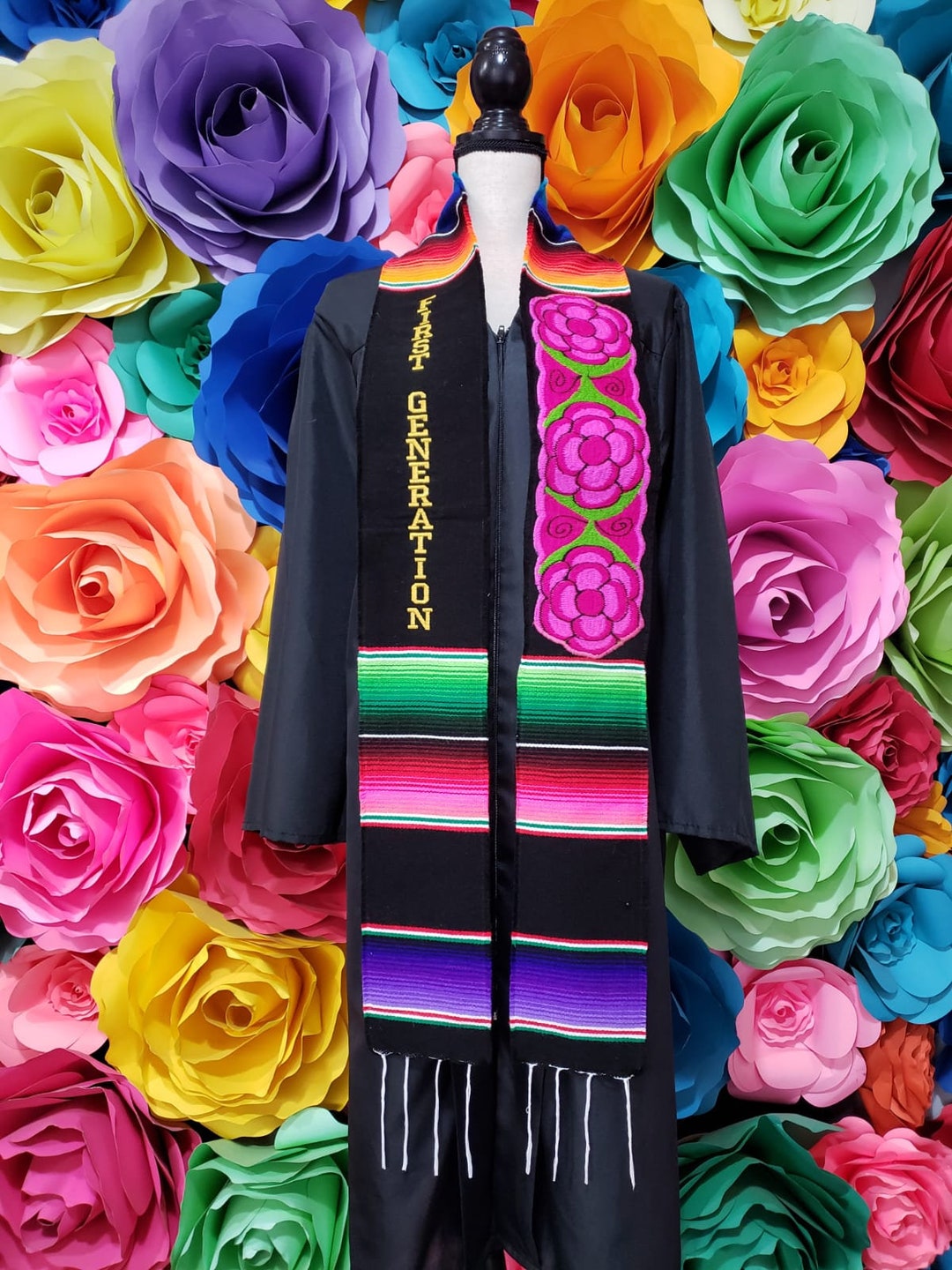 Graduation Firsts Generation Sarape Zarape School Logo Embroidery Personalized Custom Graduation ...