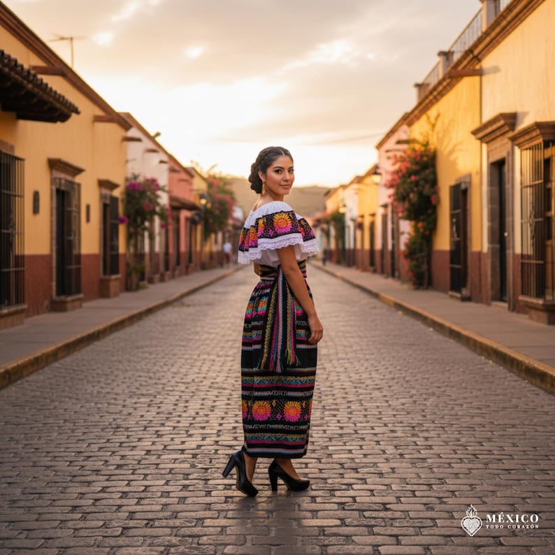 Traditional Mexican Floral Cambaya Dress Set – Handmade Three-pieces - Etsy