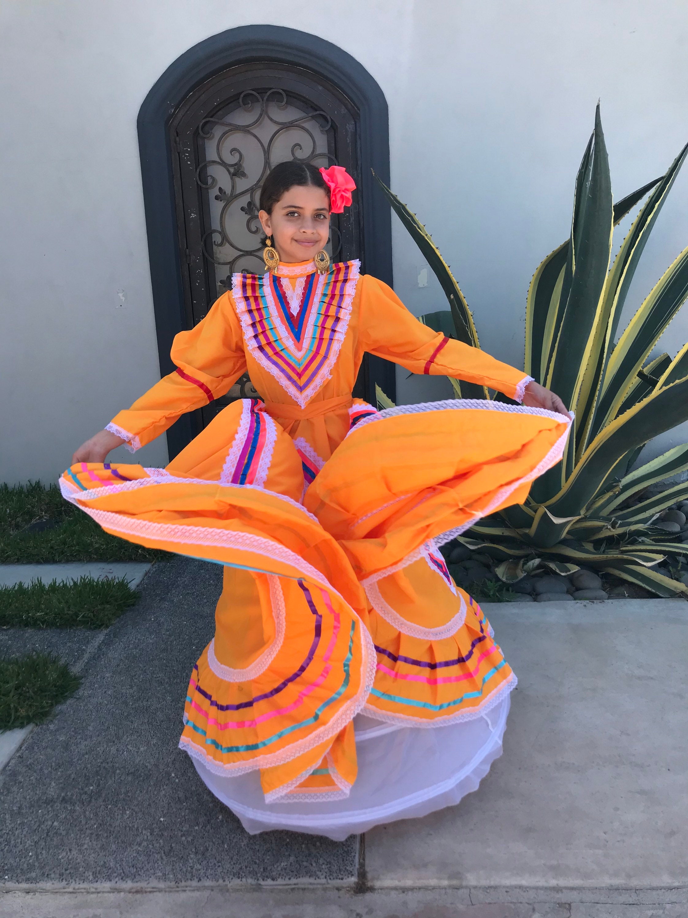 Mexican dress size 14 Yellow Jalisco dress Folkloric Frida | Etsy