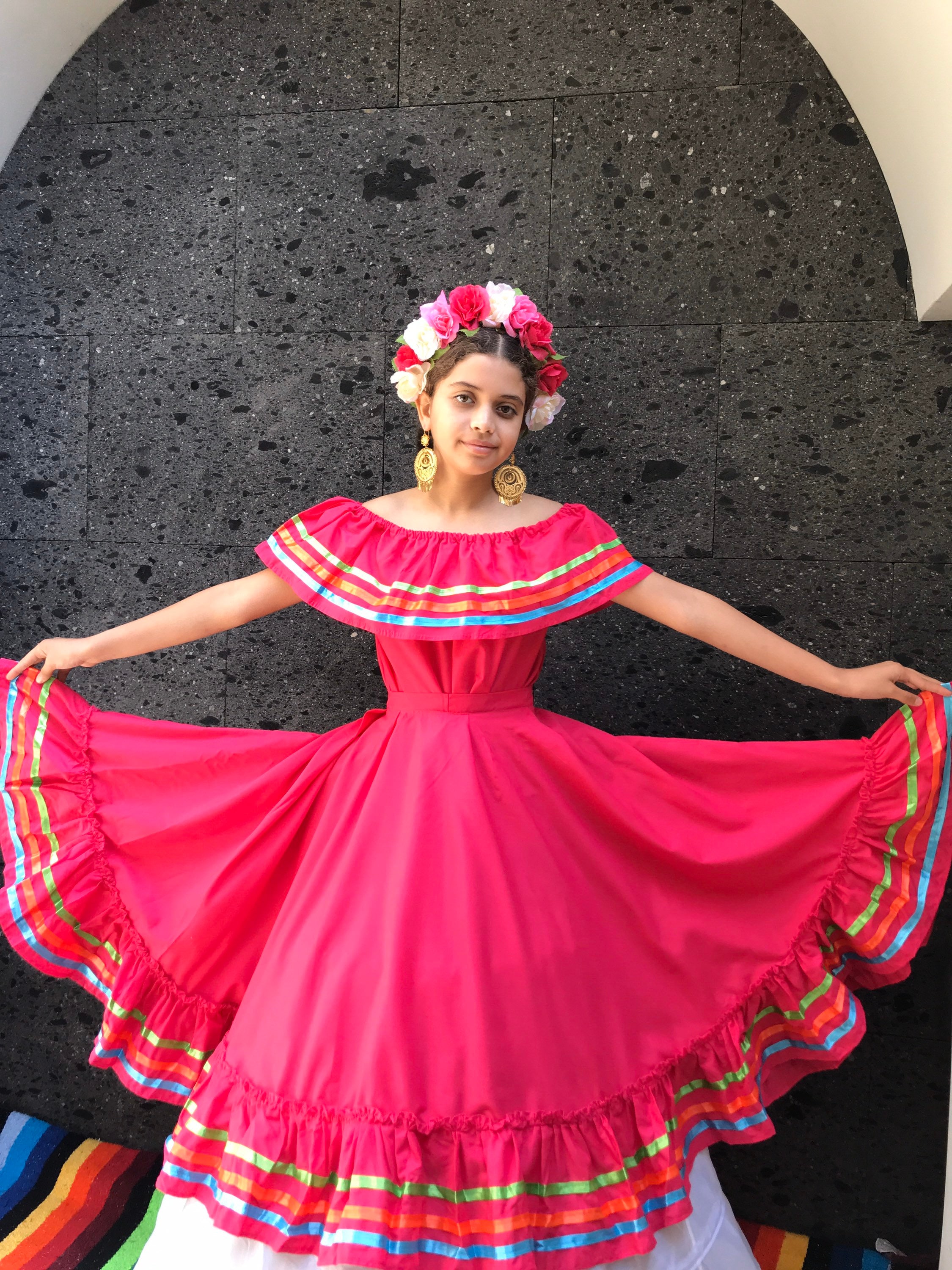 Mexican Jalisco Dress PINK With Top Handmade Beautiful Frida | Etsy