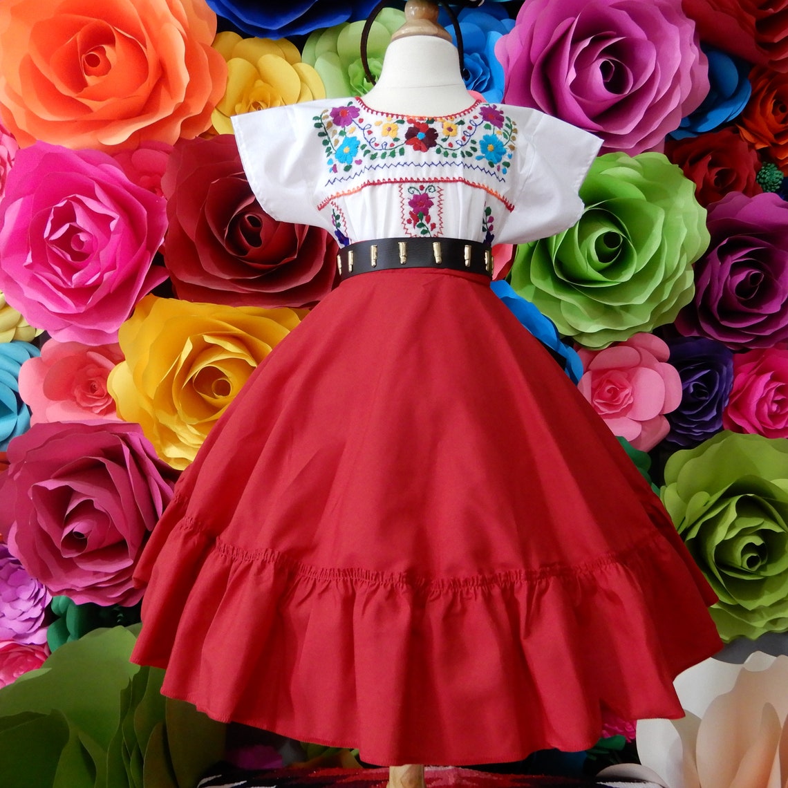 Mexican Red SKIRT ONLY Day of the Dead Handmade Beautiful - Etsy