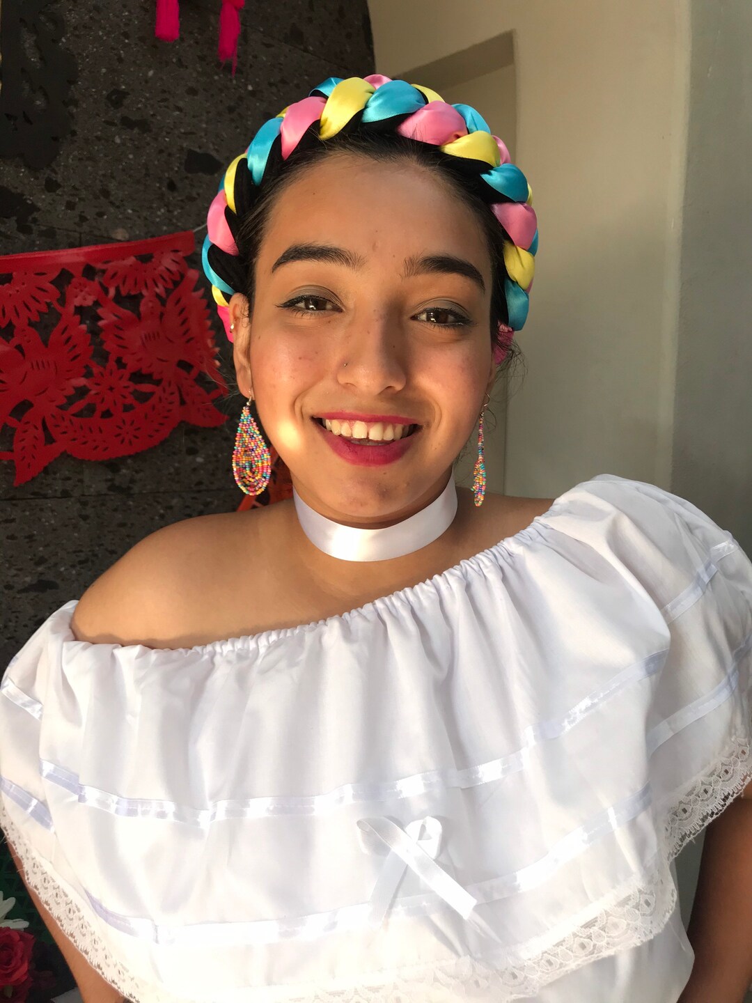 Hair Piece Ribbon Head Piece Handmade Style- Day of the Dead Hair Piece ...