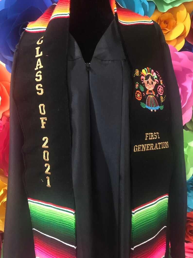 Graduation Mexican Sash Stole Class of 2021 Black Gold Letters | Etsy