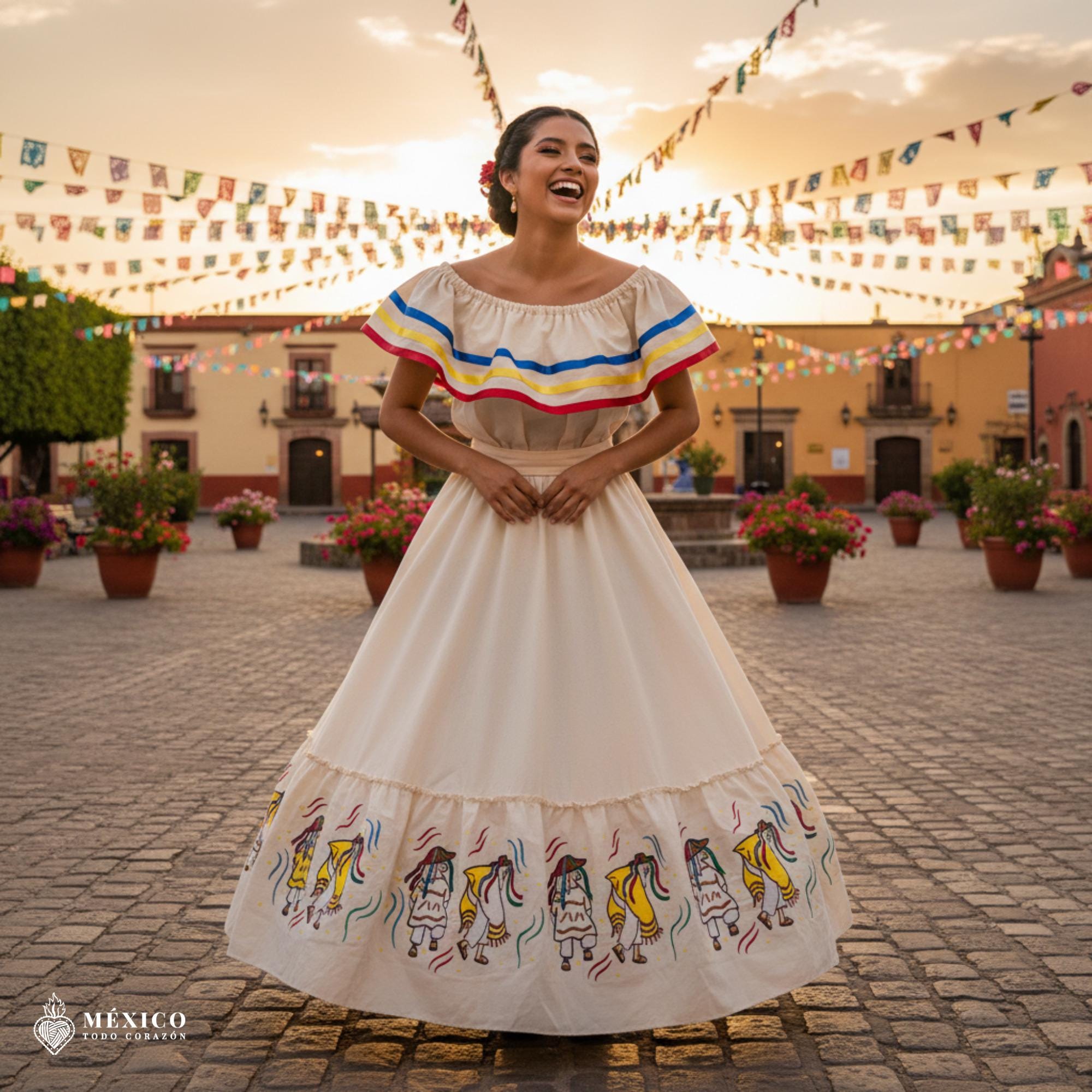 Traditional Michoacán Embroidered Manta Dress – Danza De Los Viejitos ...