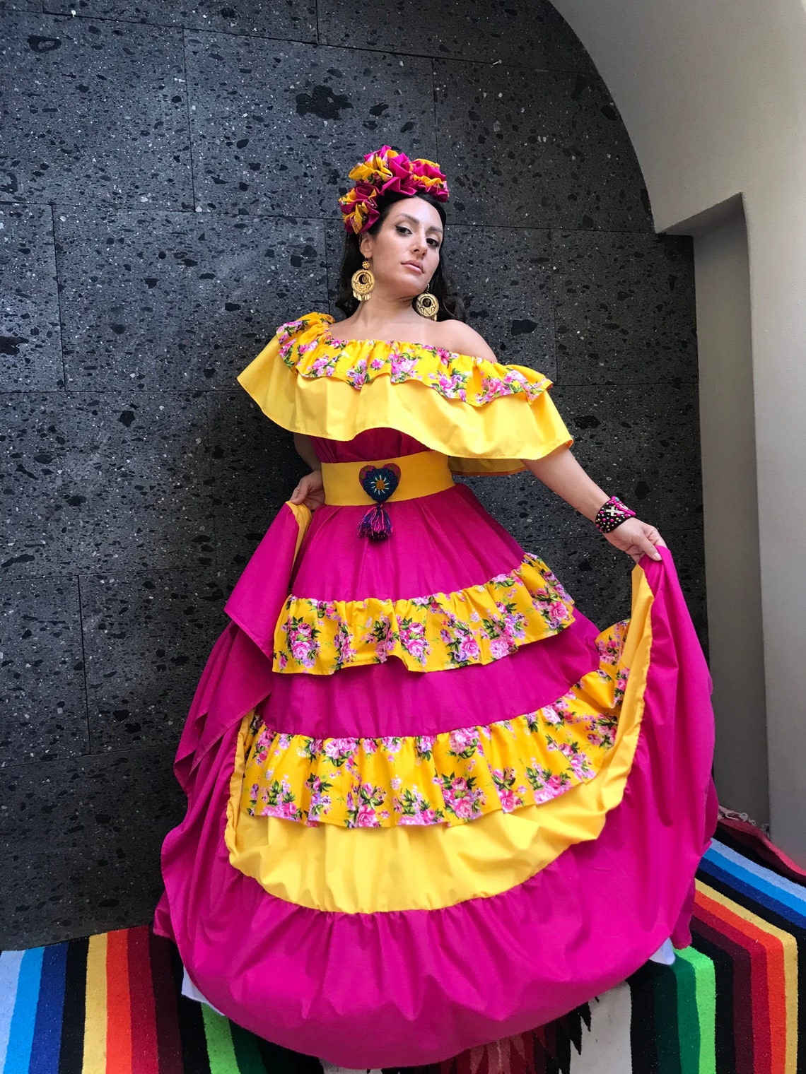 Mexican SKIRT and BLOUSE Handmade Frida Kahlo Style-long Skirt - Etsy
