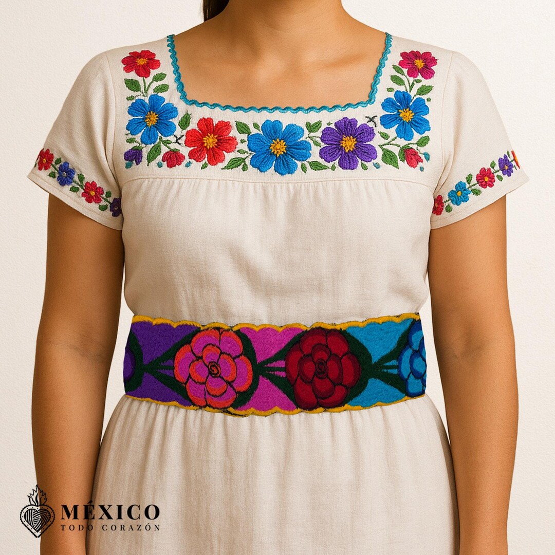 Handwoven Mexican Faja Belt: Colorful Floral Waist Tie - Etsy