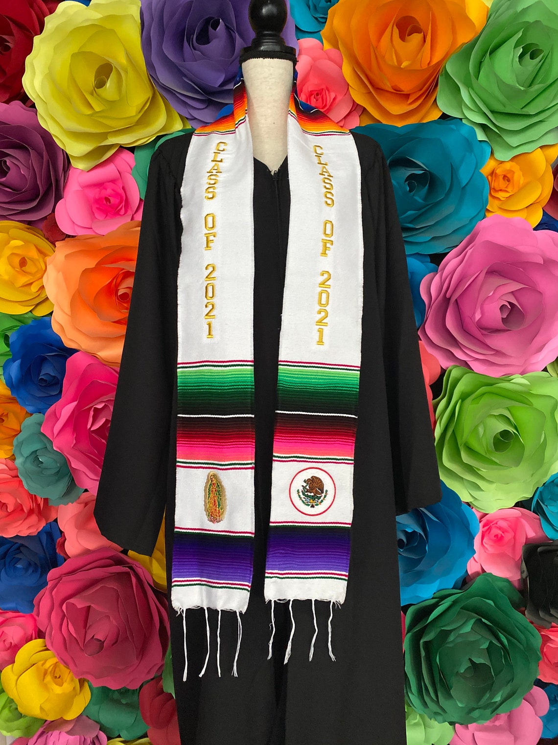 Graduation Mexican Sash Stole Class of 2021 White Letters | Etsy
