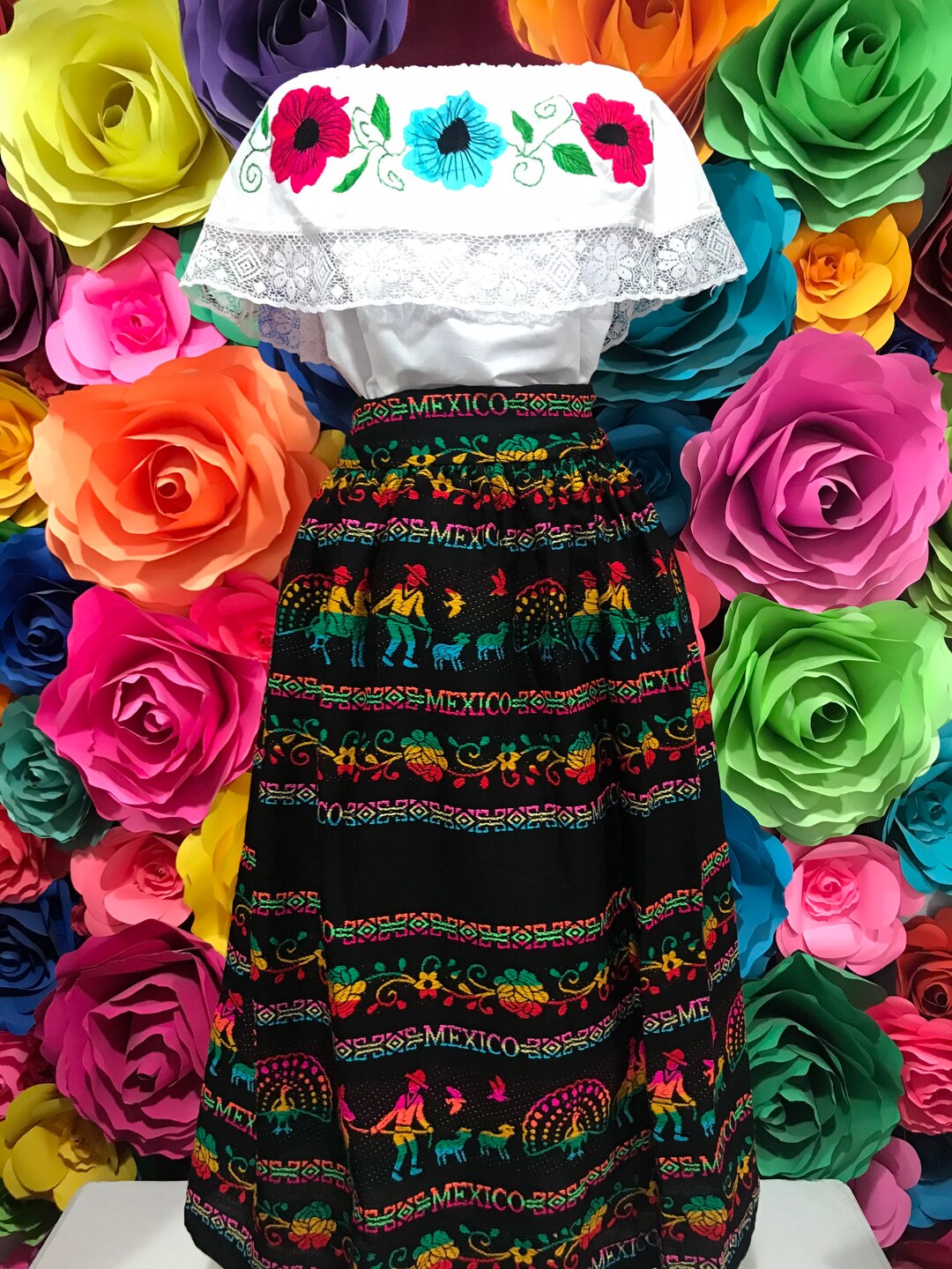 Mexican Womans Cambaya Dress One Size Handmade- Beautiful Virgen ...