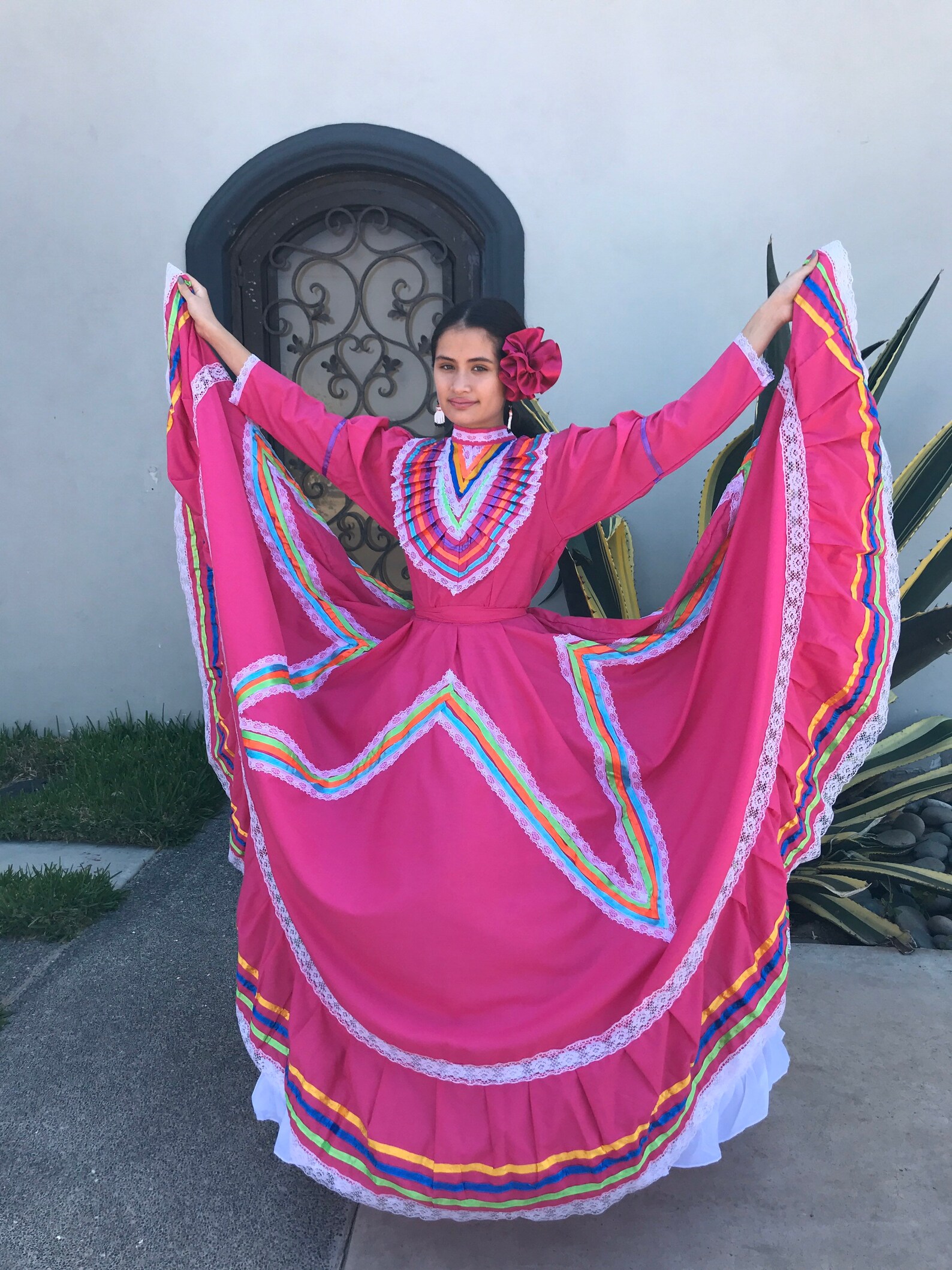 Mexican dress Child size 12 Pink Jalisco dress Folkloric-Frida | Etsy