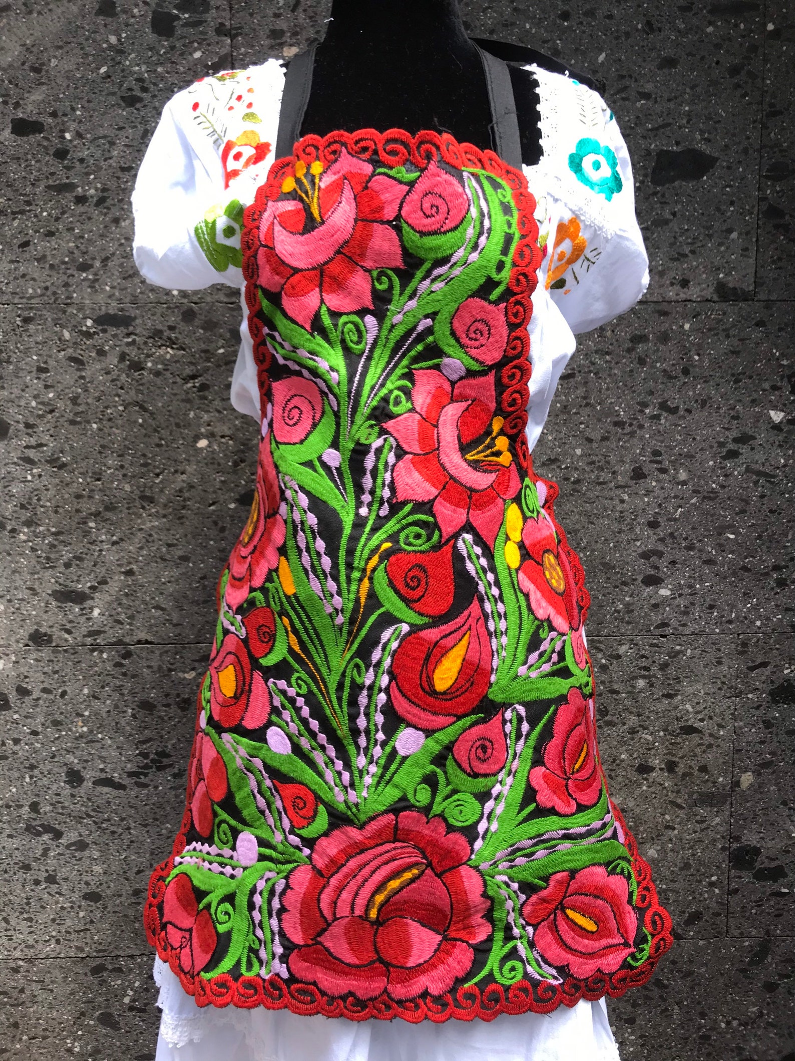 Mexican Embroidered Apron for Women Kitchen Cooking - Etsy