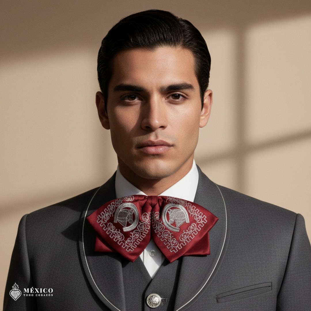 Mexican Embroidered Charro Moño – Traditional Satin Mariachi Bow Tie - Etsy