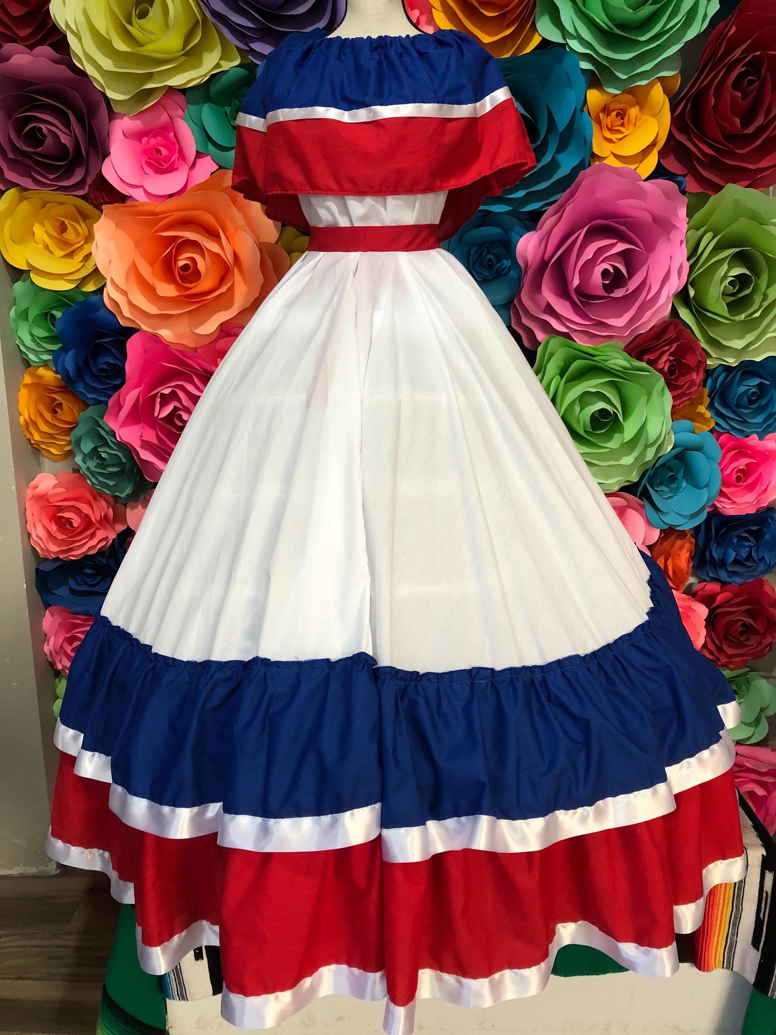 Mexican Two Piece Set Double Skirt Frida Kahlo Woman's Coco Day of the ...