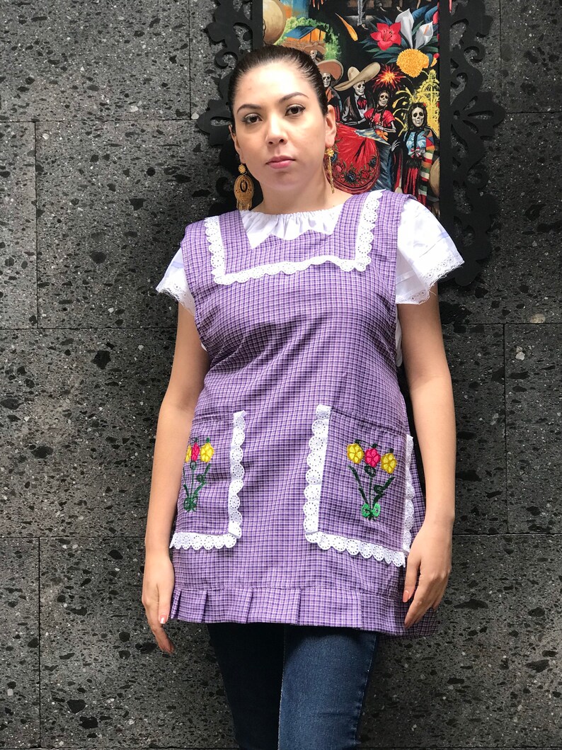 Mexican Embroidered Apron for Women Kitchen, Cooking Multicolor - Etsy