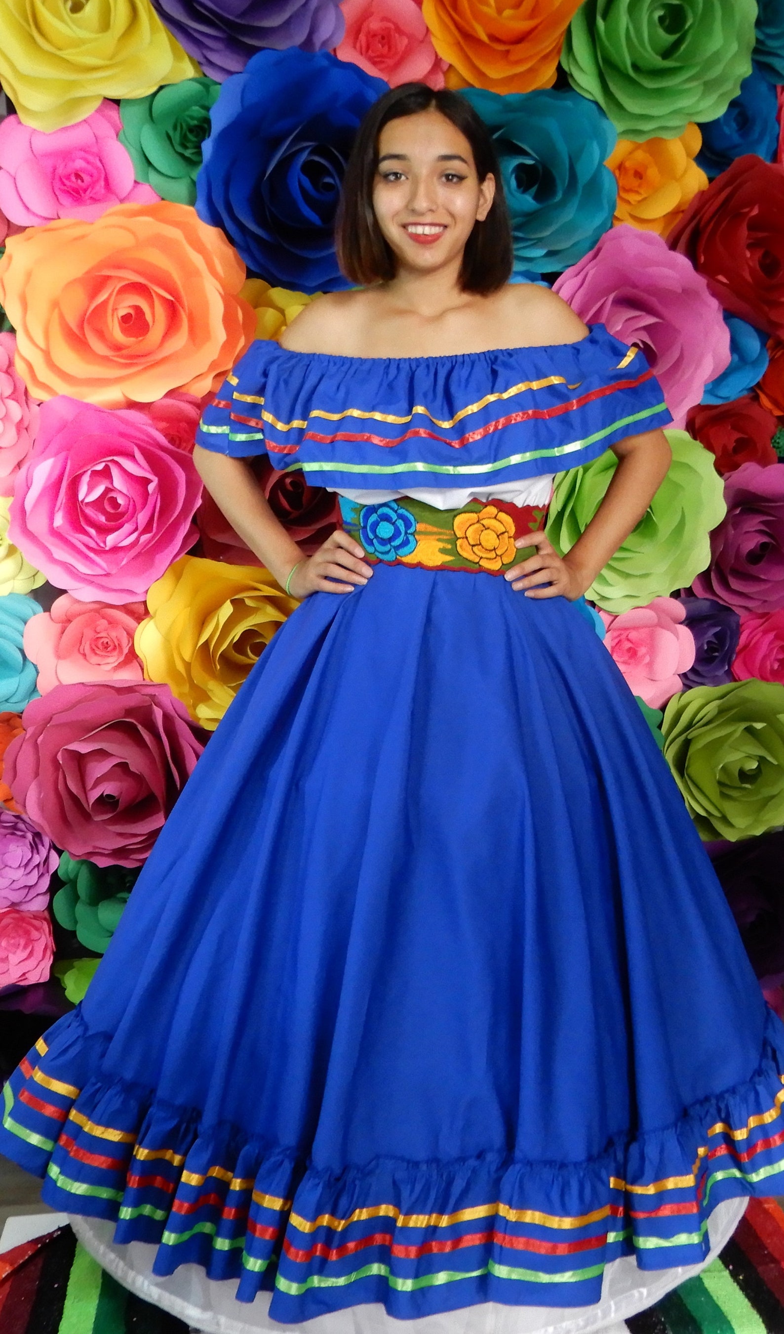 Handmade Blue Jalisco Dress – Mexican Boho 2-piece Set 39.5 INCHES - Etsy