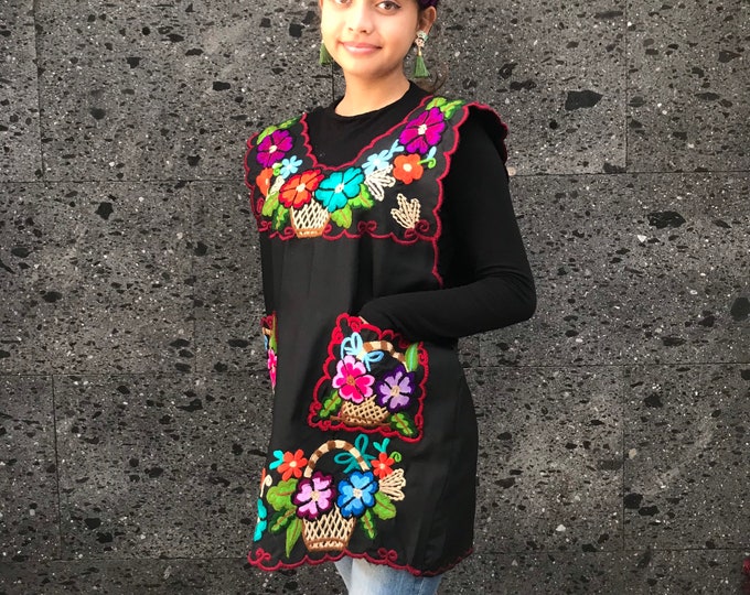 Mexican Embroidered Apron for Women Kitchen, Cooking Multicolor - Etsy