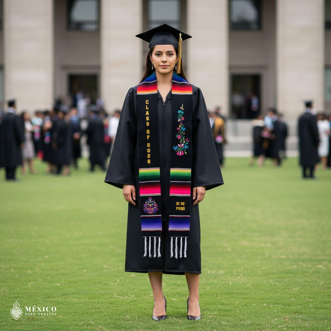 Personalized Floral Graduation Stole - Add Embroidered Text - Etsy