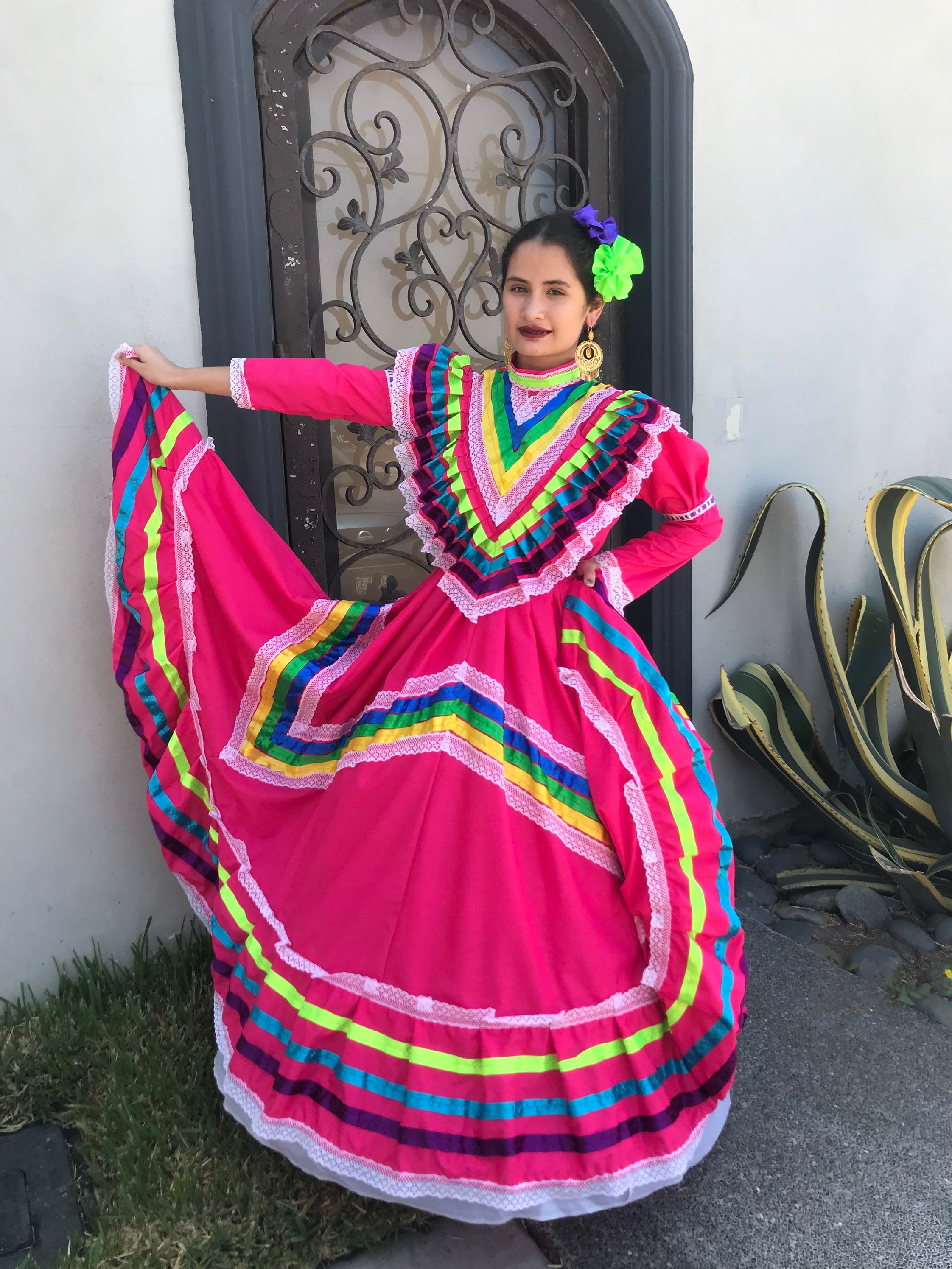 Vestido mexicano Jalisco tamaño 12 rosa impresionante KIDS | Etsy