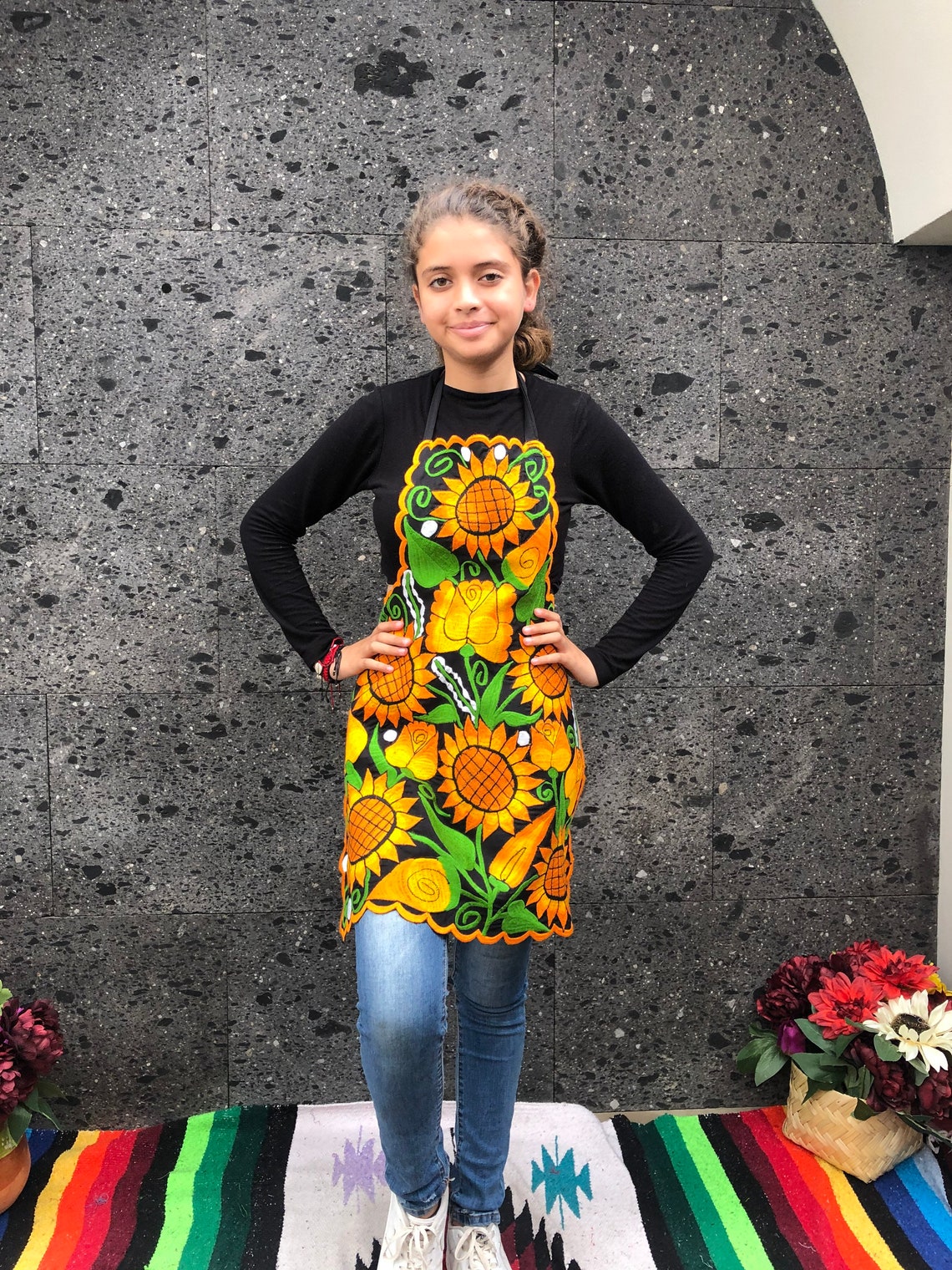 Mexican Embroidered Apron for Women Kitchen Cooking - Etsy