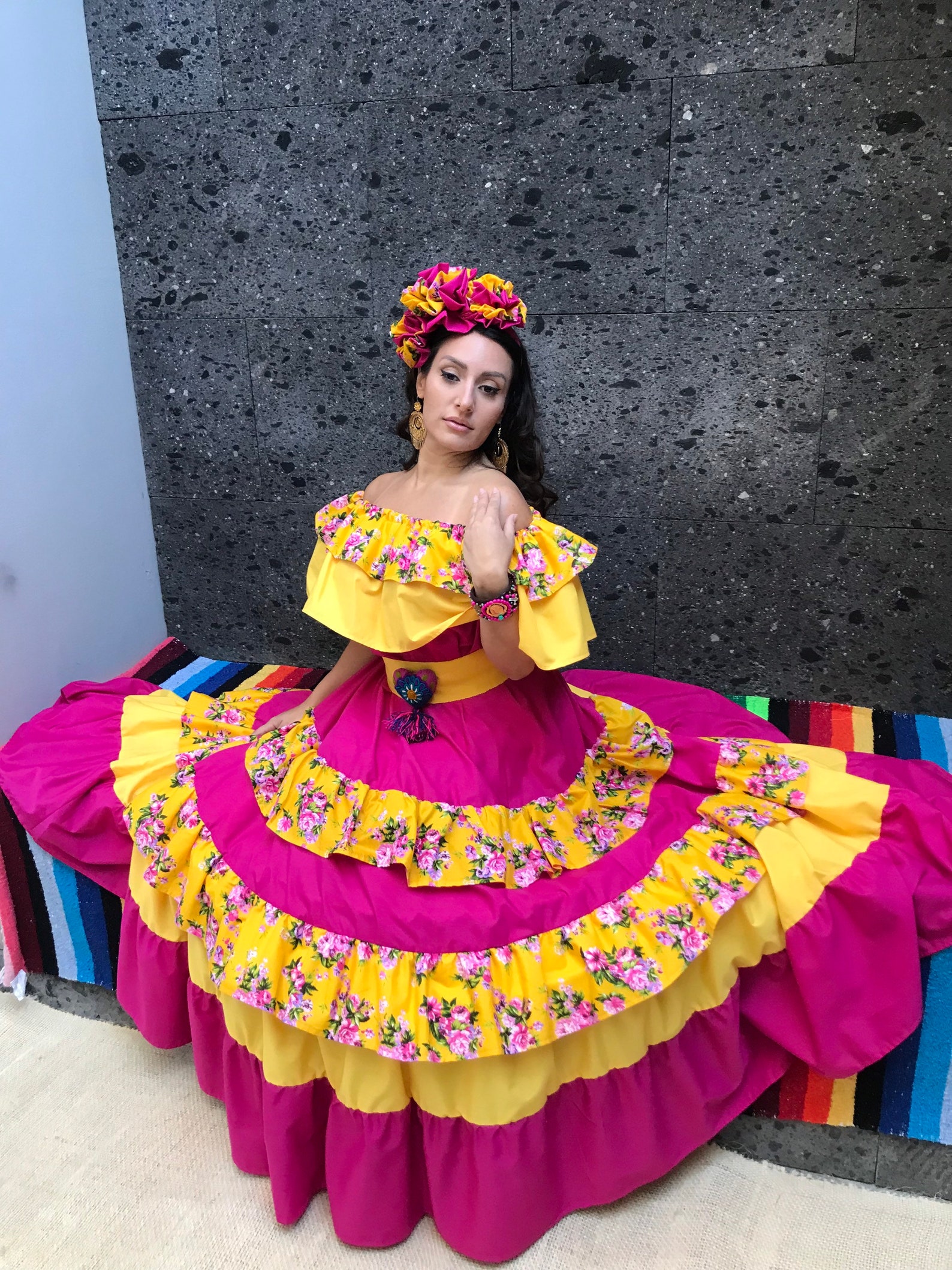 Mexican SKIRT and BLOUSE Handmade Frida Kahlo Style-long Skirt - Etsy