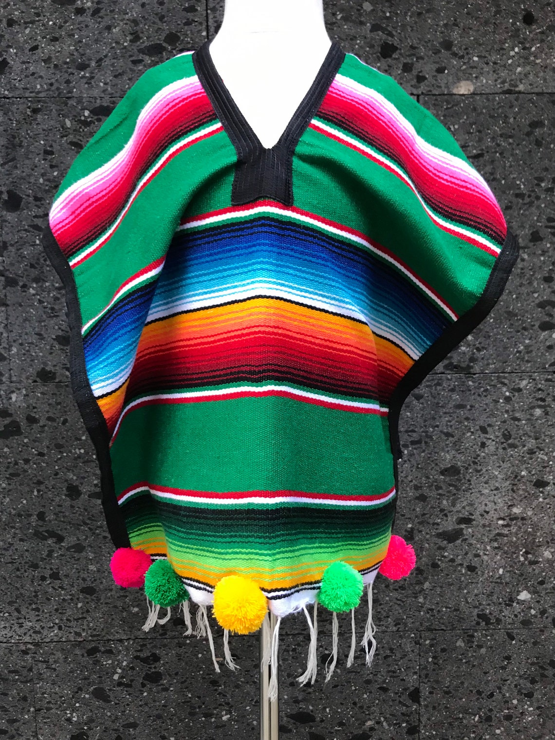 Mexican sarape Zarape fits 2 to 4 years green poncho with | Etsy