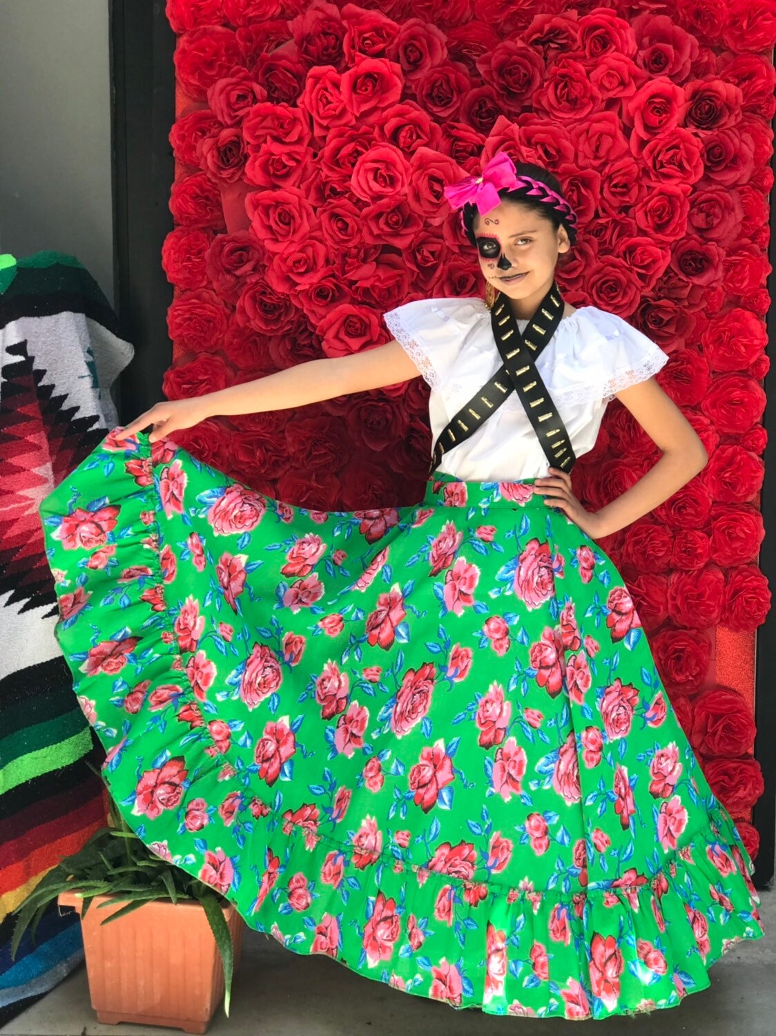 Handmade Mexican Floral Skirt – Coco Theme, Day of the Dead - Etsy