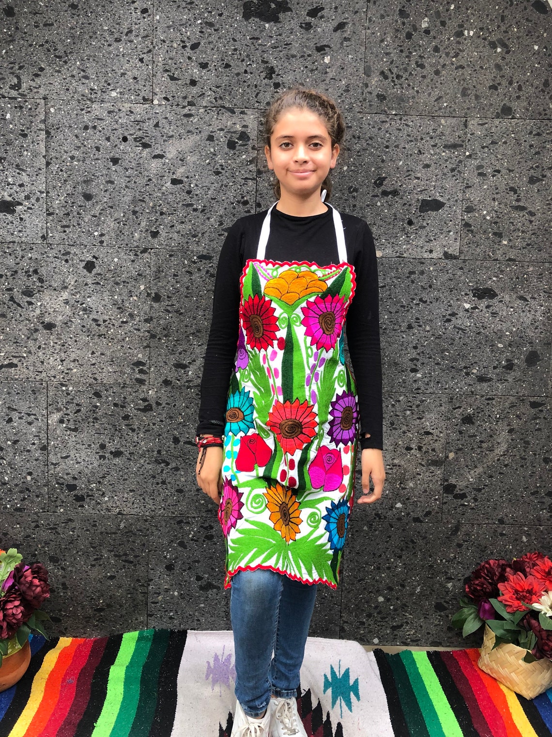 Mexican Embroidered Apron for Women Kitchen Cooking - Etsy