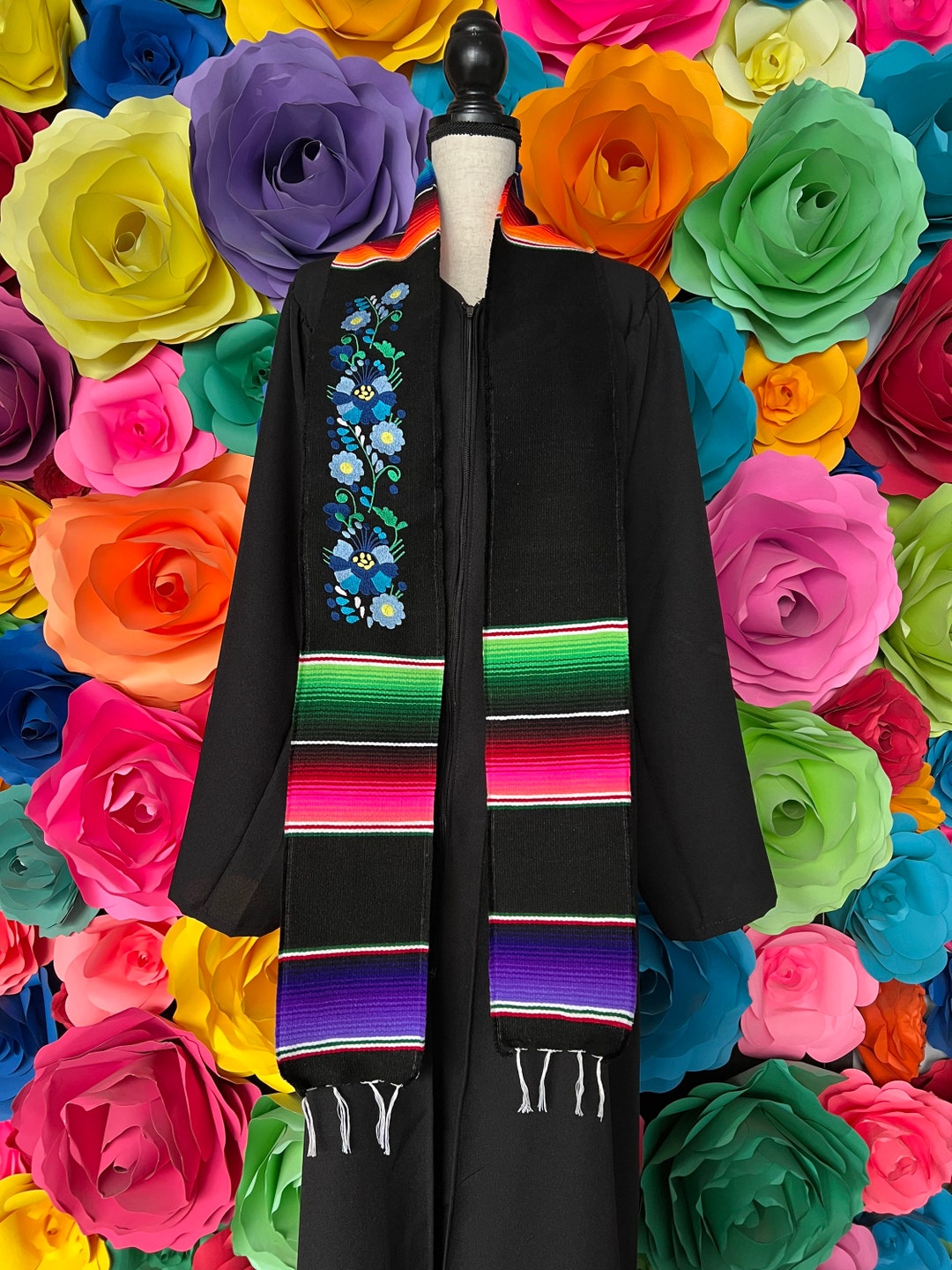 Mexican Zarape Sash Class of 2024 Mexico Todo Corazon Stole Sunflower ...