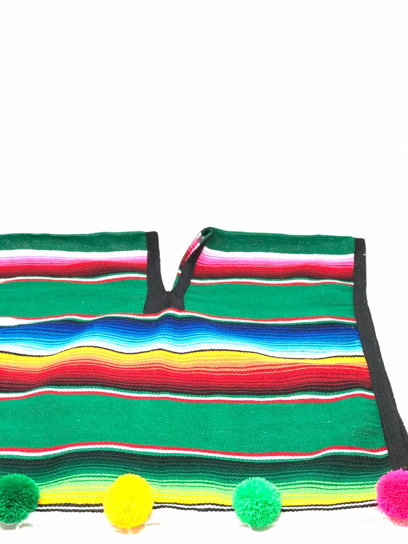 Sarape mexicano Zarape para niños de 2 a 4 años poncho verde con ...