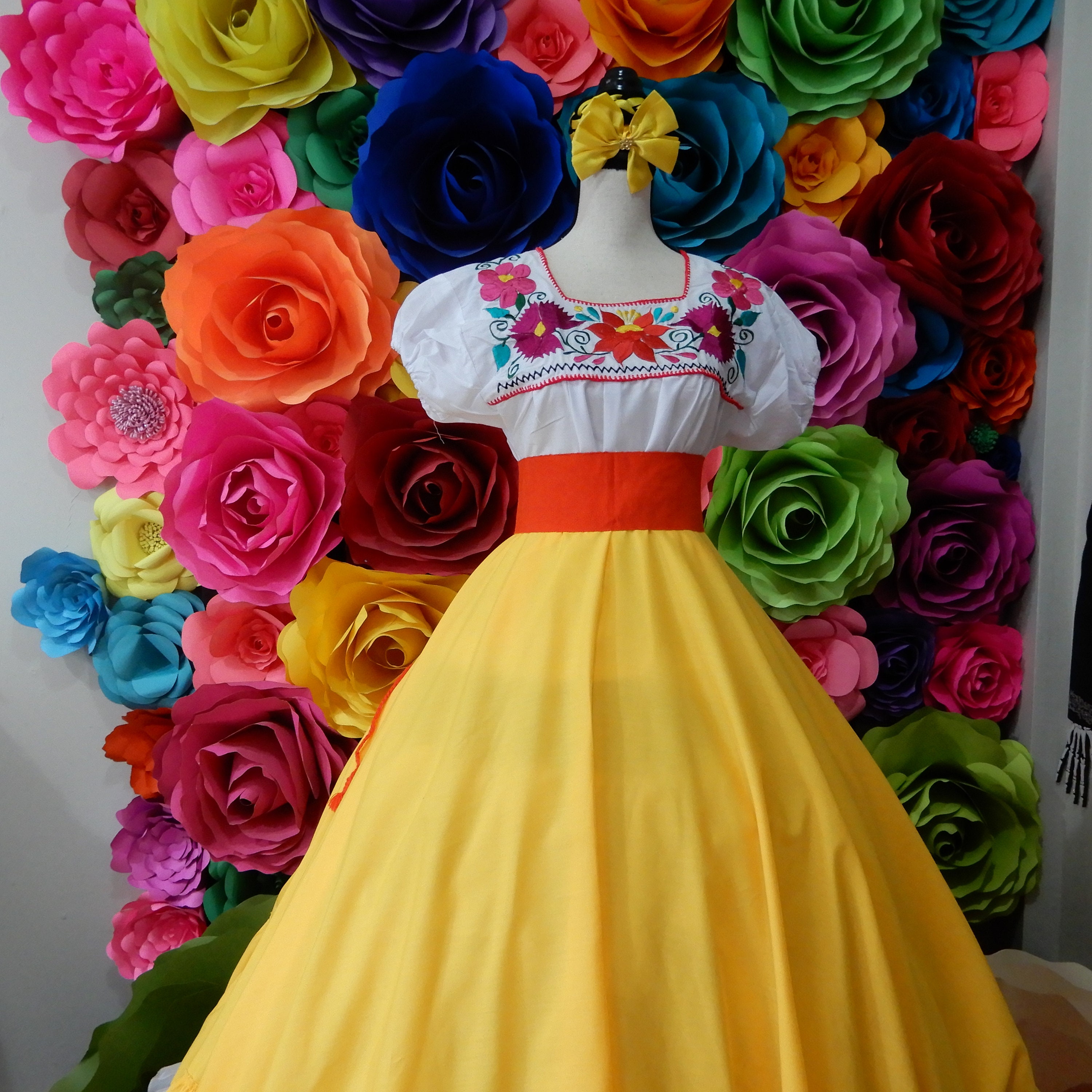 Mexican YELLOW Skirt Handmade-beautiful-womans Mexican Boho - Etsy