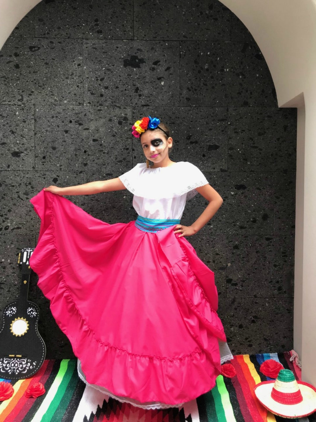 Mexican SKIRT Fiusha Handmade- Beautiful Style-mexican Boho Coco Theme ...