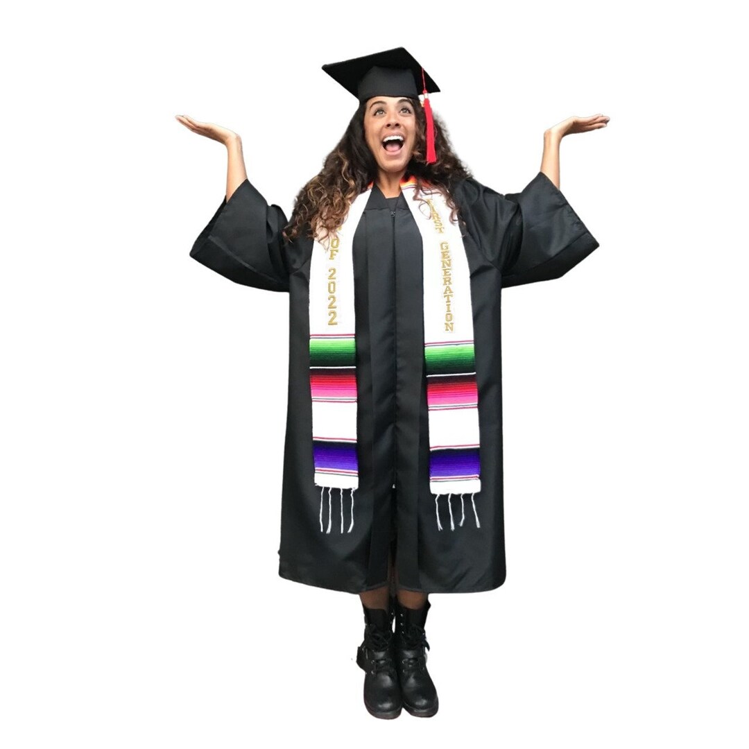 First Generation Mexican Graduation Sash: Gold Lettering Sarape - Etsy