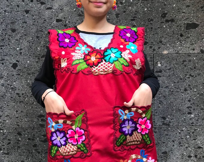 Mexican Embroidered Apron for Women Kitchen, Cooking Multicolor - Etsy